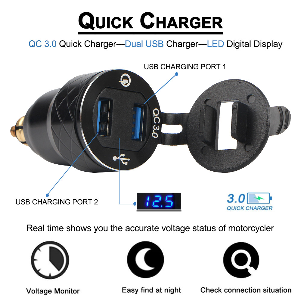 QC3.0 Dual USB Charger 12V Power Adapter Hella DIN Socket For BMW ...