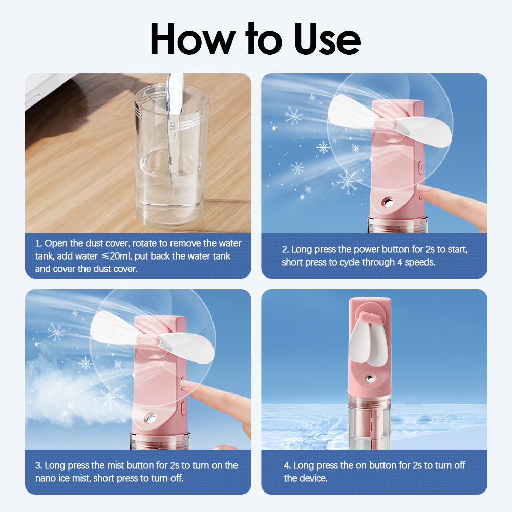 Handheld Mist Fan USB Rechargeable Humidifier Fans Small Water Spray ...