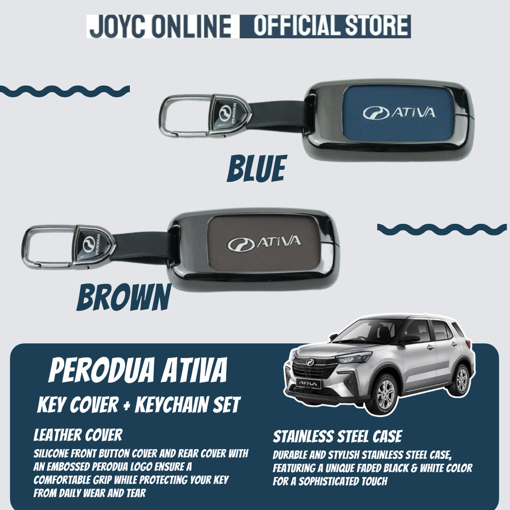 PERODUA ATIVA Leather + Titanium Keyless Remote Key Control Cover Case ...
