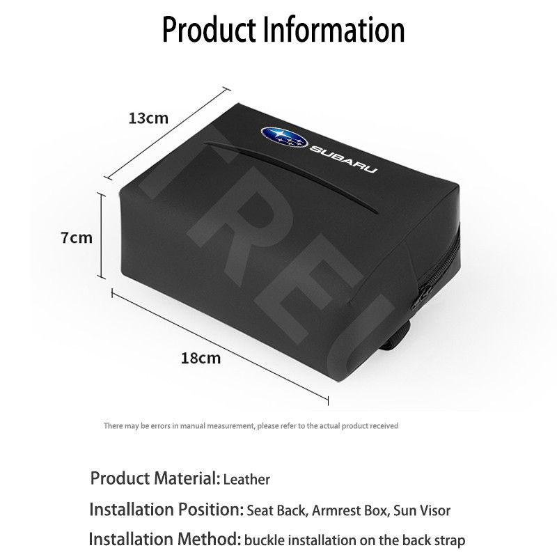 Subaru Car Seat Back Leather Tissue Box Holder Auto Sun Visor Tissue ...