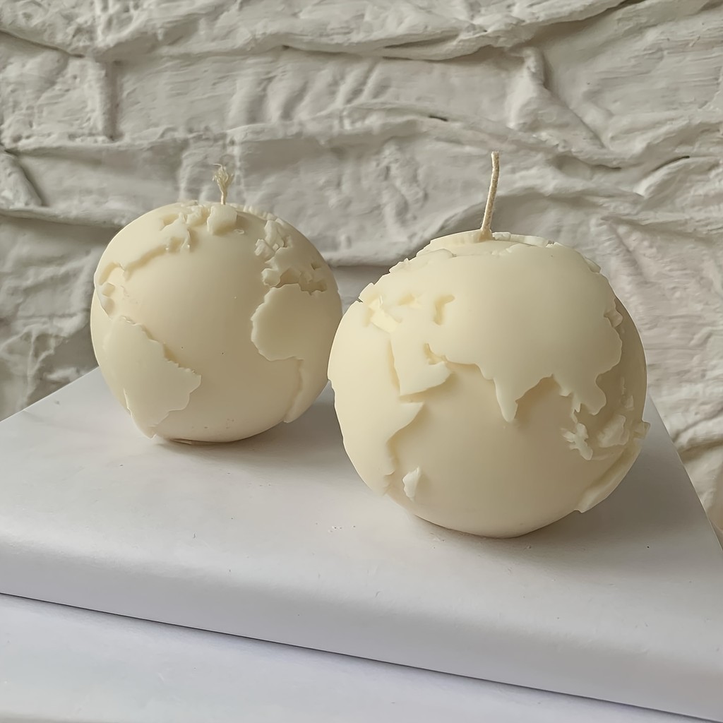 CC Earth Shape Scented Candle Mold DIY Plaster 3D Ball Siliocne Molds ...