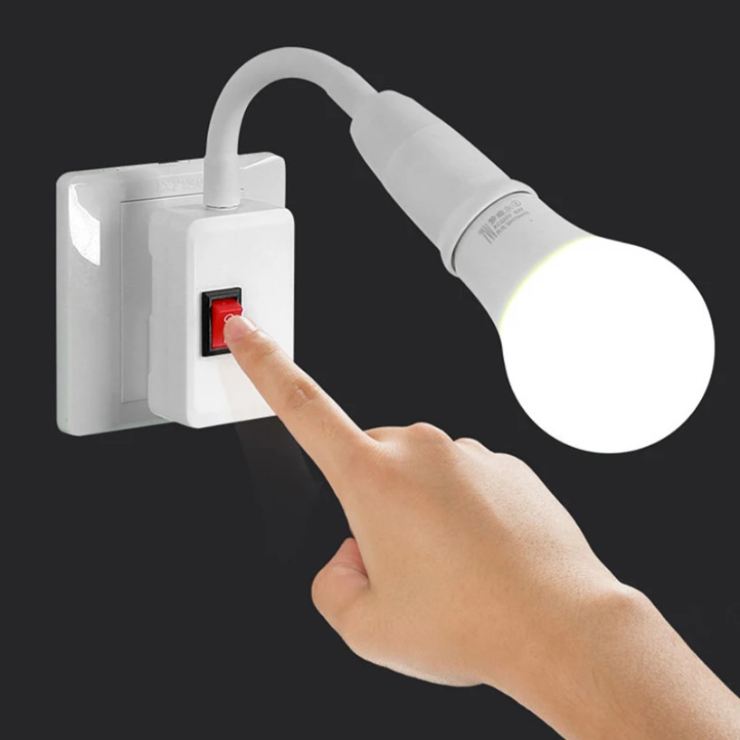 (3 Pin Plug) E27 Universal Lamp Holder with Switch Wall-mounted in-line ...