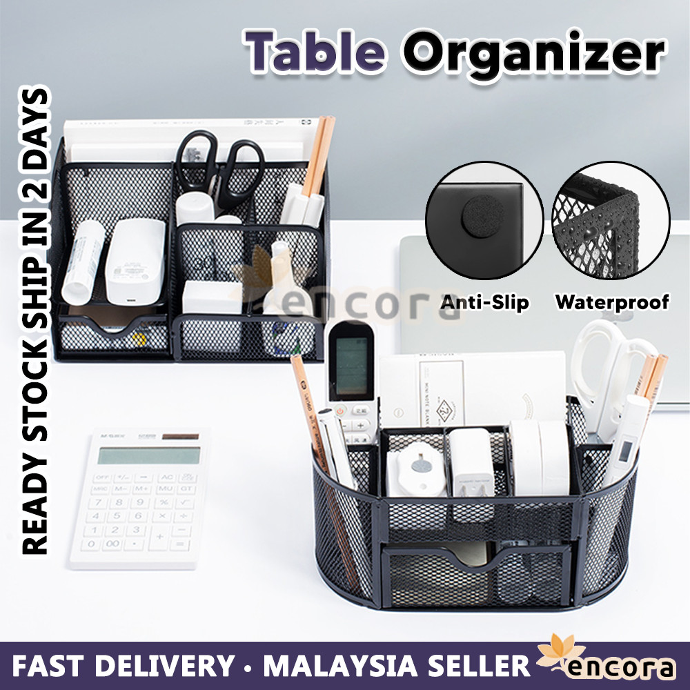 [2 Sizes] Encora Multifunctional Desktop Organizer Metal Mesh ...