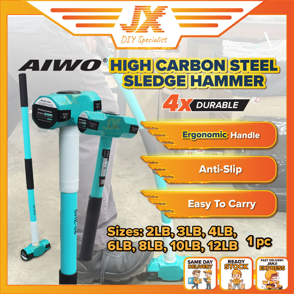AIWO Sledge Hammer Elastic Handle Vibration Smashing Steel Head ...