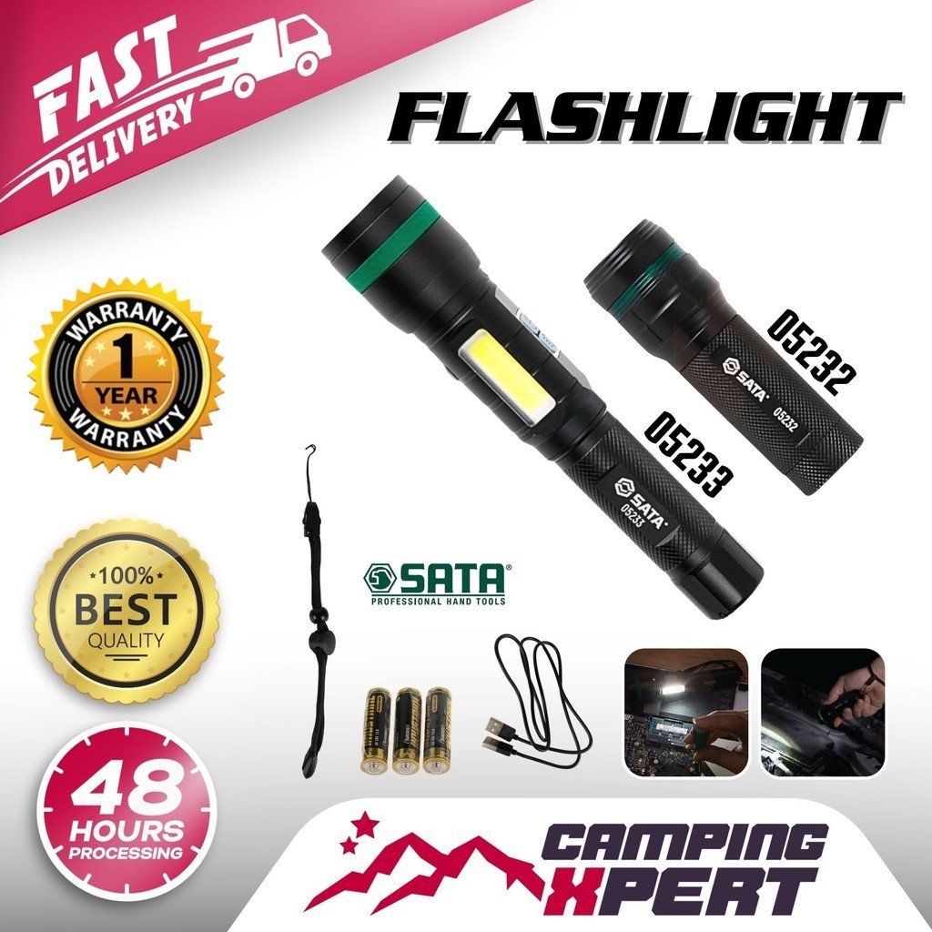 SATA Handheld Flashlight Outdoor 05233 Strong Light Charging (Super ...