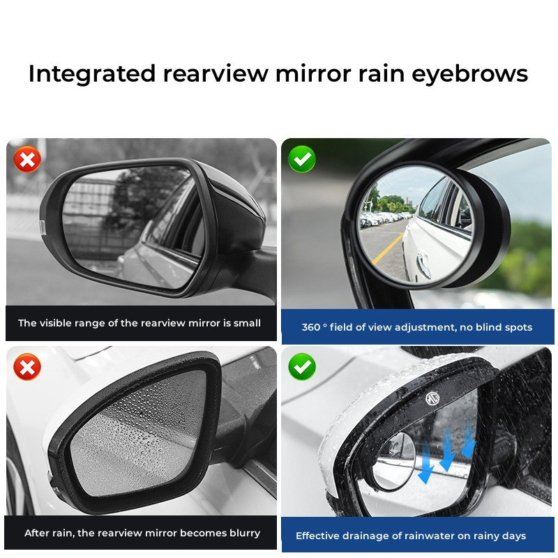 2 in 1 MG Carbon Fiber Car Rearview Mirror Rain Eyebrow Reversing Small ...