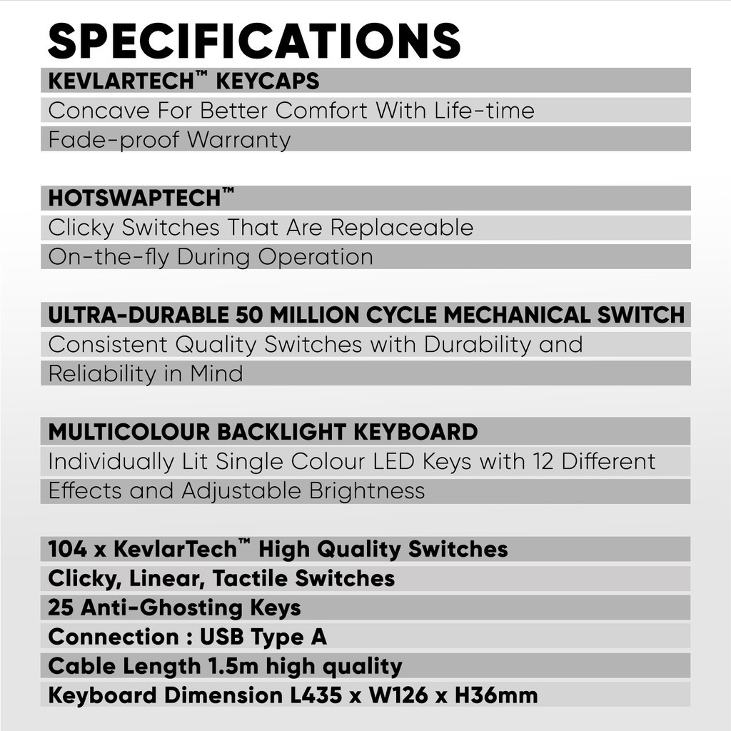 Armaggeddon MKA 7C Mechanical Keyboard | Hot-Swap | 104 Full Size ...