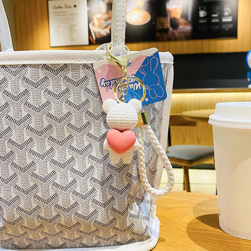 2pcs/set Lovely Runner Pink and Blue Love Couple Bear Keychain Cute ...