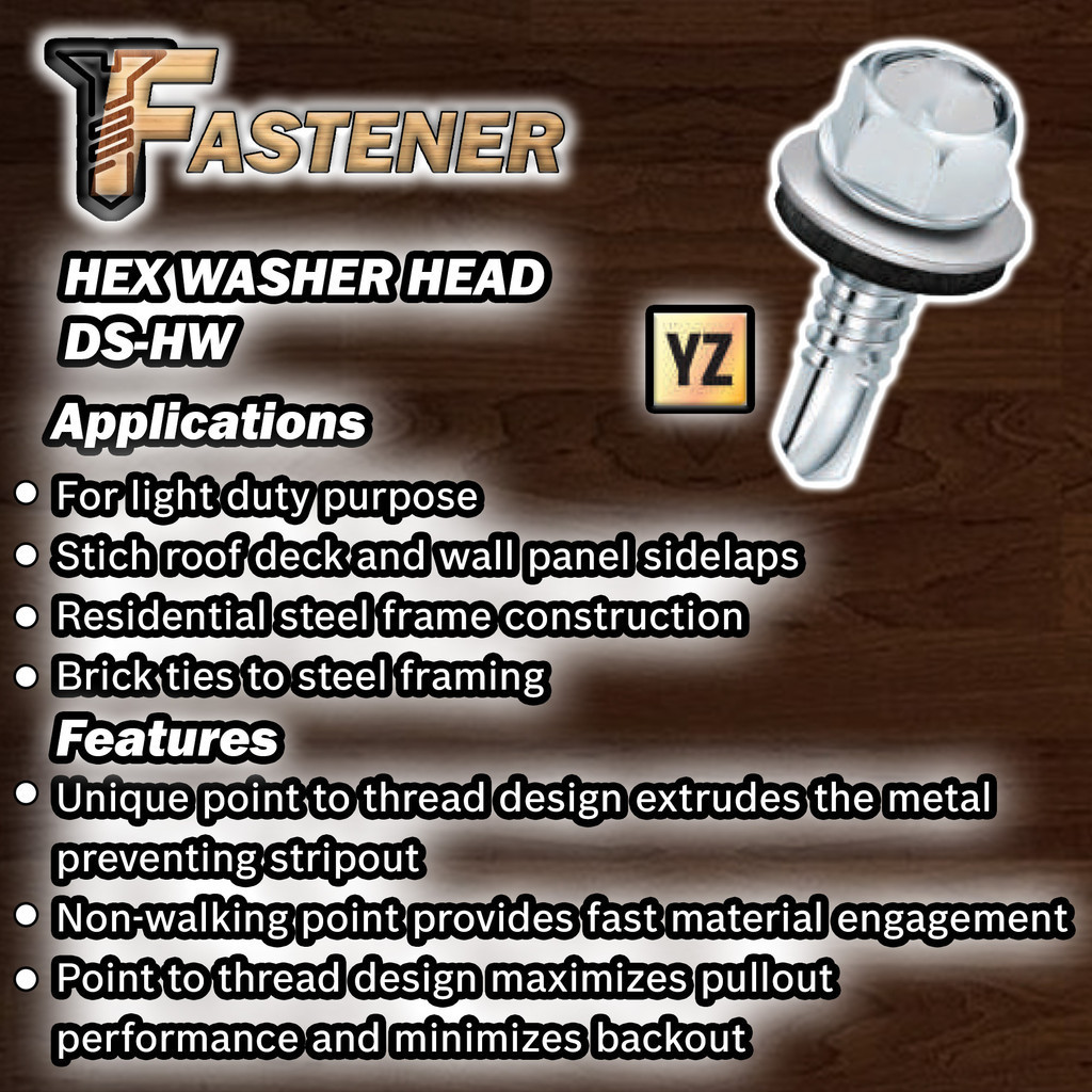 SW Hardware [LOOSE] Self Drilling Screw HEX Head Screw with Washer Zinc ...