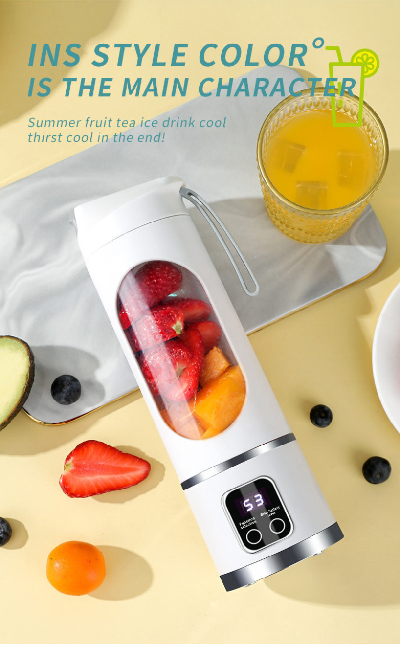 450ml Portable Electric Juicer Cup 12 Blades Wireless Mini Ice Fruit ...