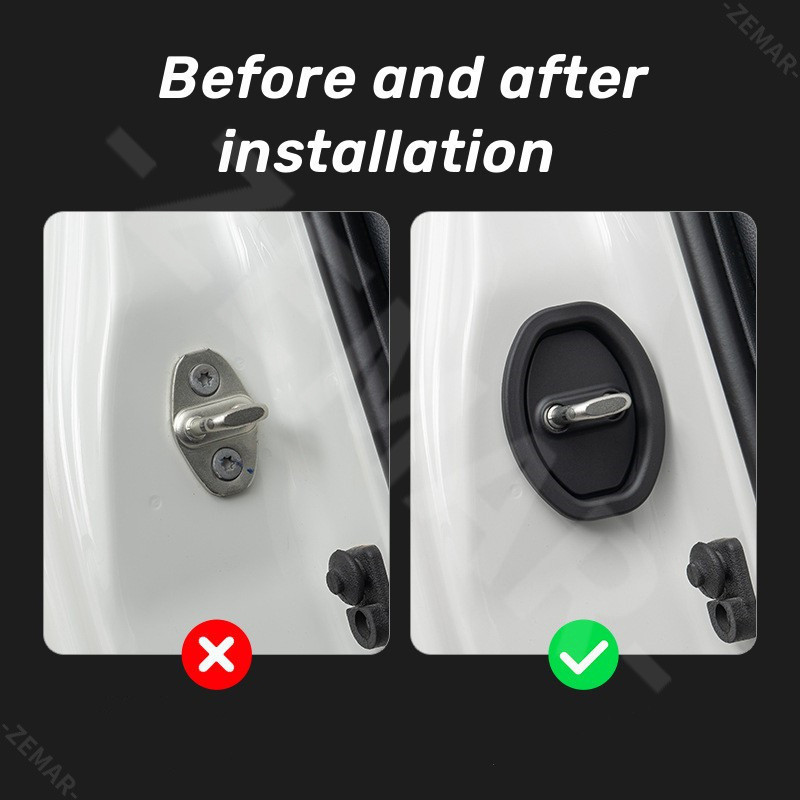 4Pcs Silicone Car Door Lock Protection Cover Door Lock Shock Absorber ...