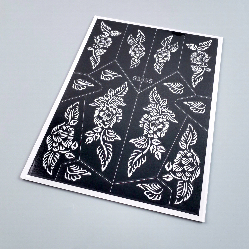 Hollow Drawing Henna Template for Hand Henna Tattoo Stencil Flower ...