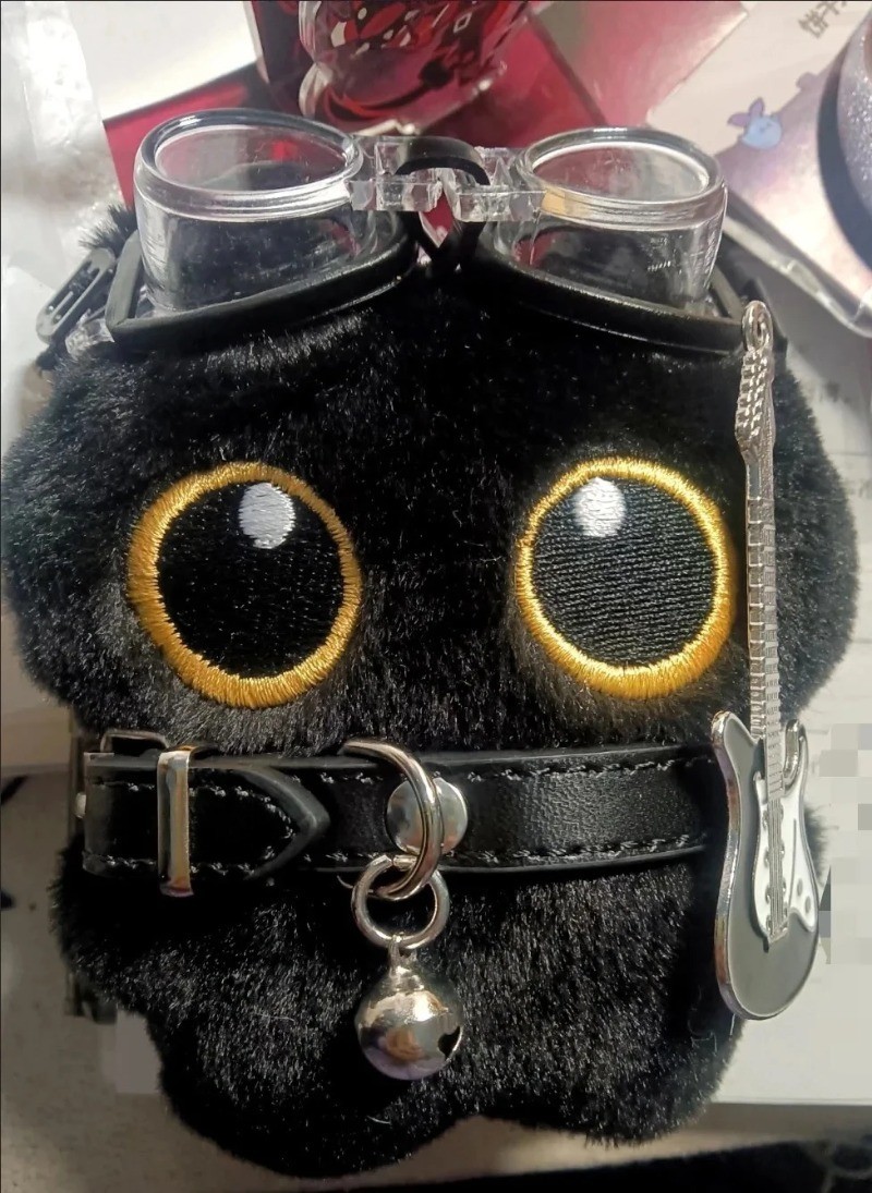 Guitar Black Cat Plush Toy Doll Small Pendant Cuddly Pillow Cushion ...