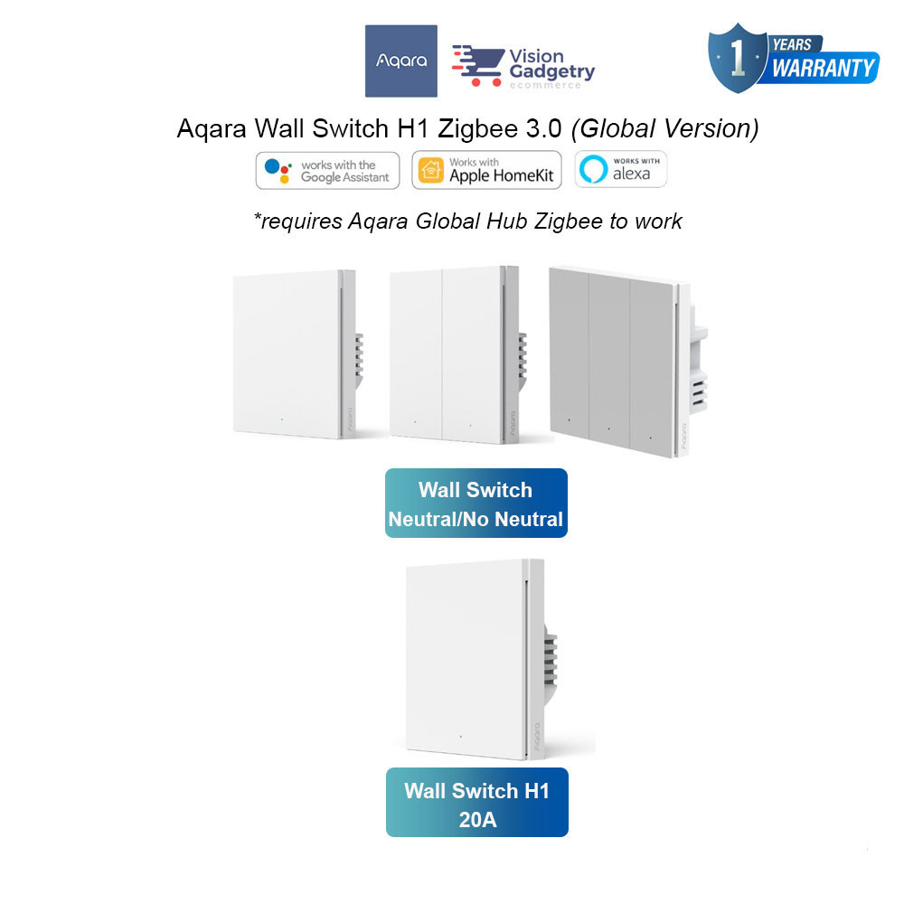 [Global] Aqara Zigbee Smart H1 Wall Switch Aircond 1/2/3 Gang Single ...