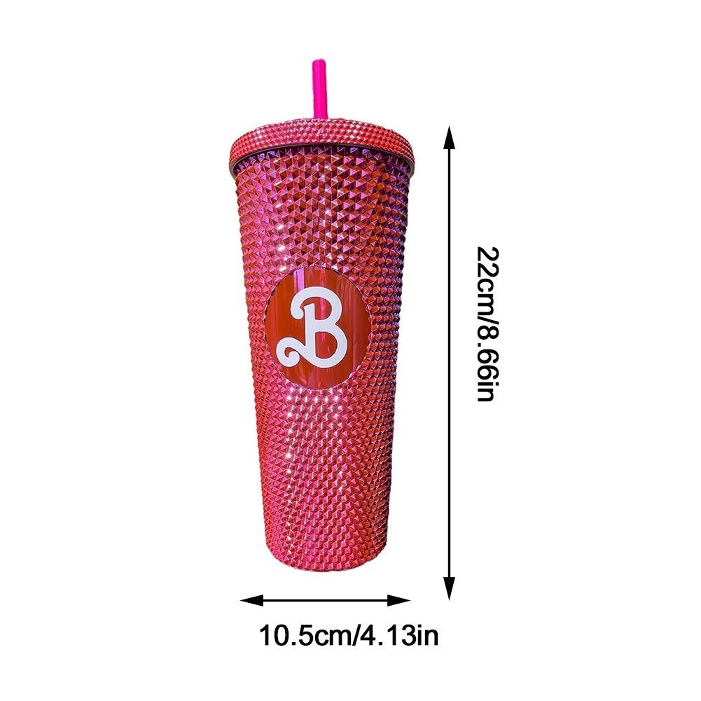 Barbie Bottle Y2K Kawaii 710ml Barbie Cup Bling Pink Tumbler Acrylic ...