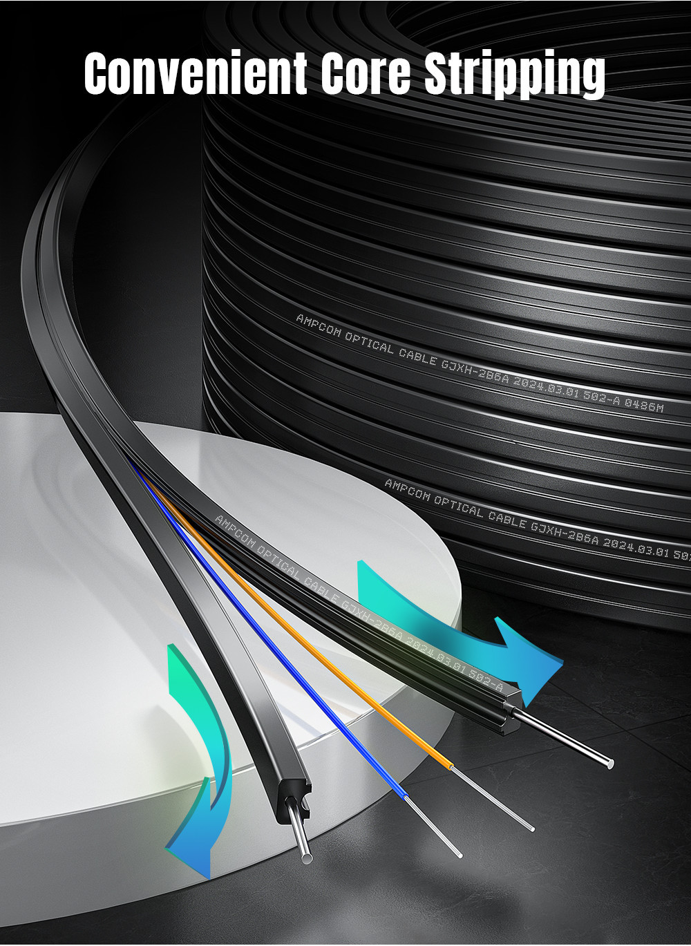 AMPCOM Pre-terminated Fiber Optic Cable Bow Type Drop Cable,for Indoor ...