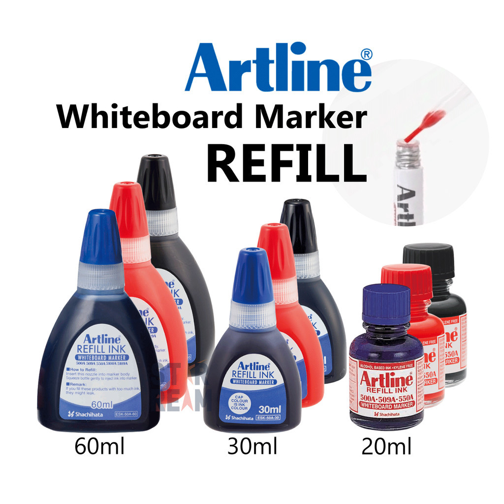 Artline Whiteboard Ink (20/30/60ml)/ Whiteboard Marker Refill/ Dakwat ...