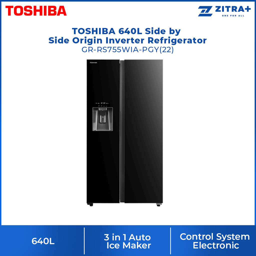 TOSHIBA 640L Side by Side Origin Inverter Refrigerator GR-RS755WIA-PGY ...