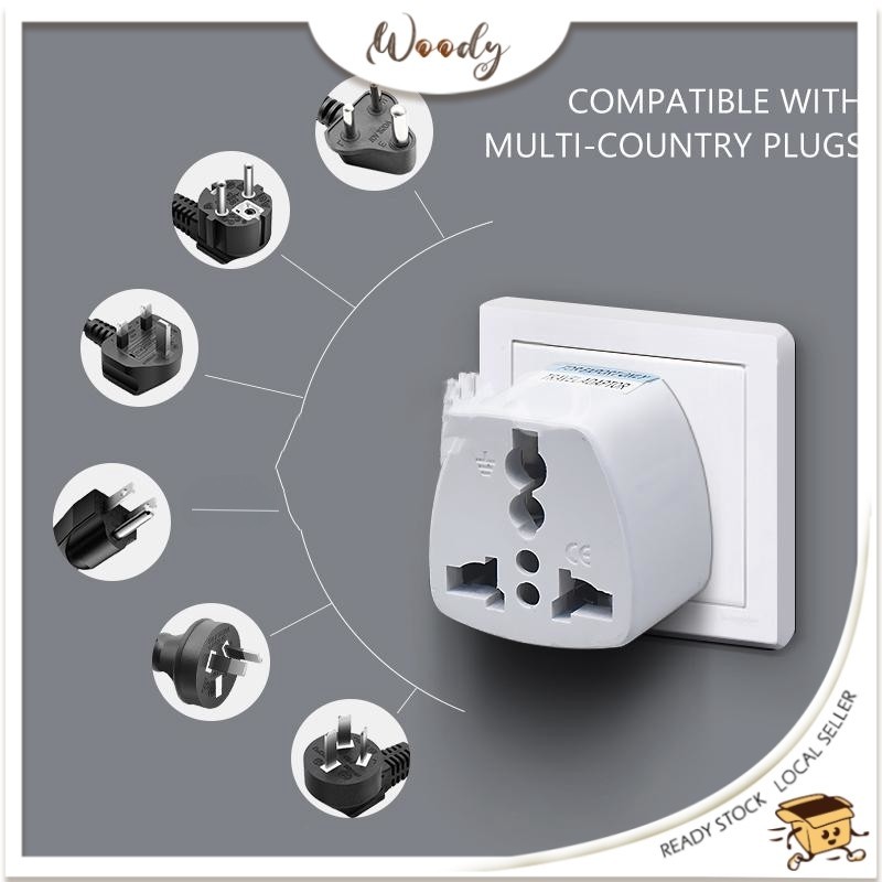 【Woody】3-Pin Universal Adapter Plug 3 Pin Malaysia China Plug Socket AU ...