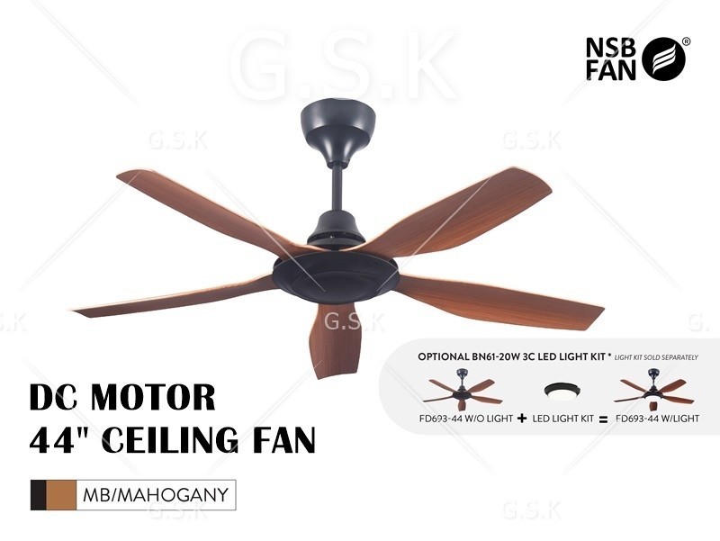 Kipas Kayu Style [54" 44"] NSB Fan DC Motor Remote Control Ceiling Fan ...