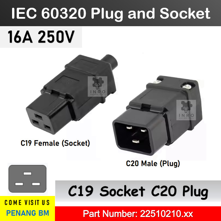 16A 250V IEC320 IEC60320 C19 C20 IEC Plug Socket AC UPS Power Socket | Shopee Malaysia