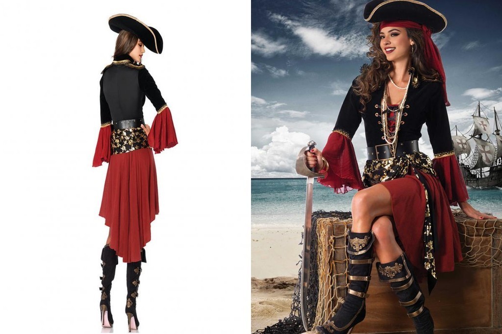 YOF Anime Role-playing Outfit Halloween Party Attire Sexy Pirate Queen ...