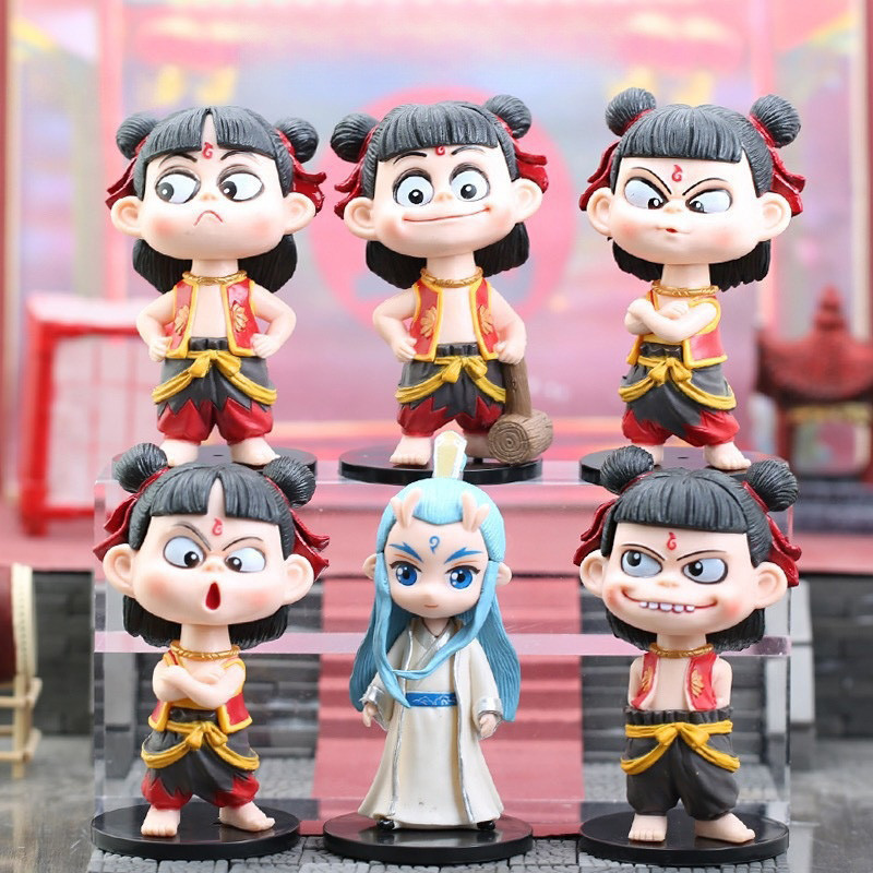 Nezha Figurines Toys Cartoon Aobing Aoguang Desktop Ornament Kids ...