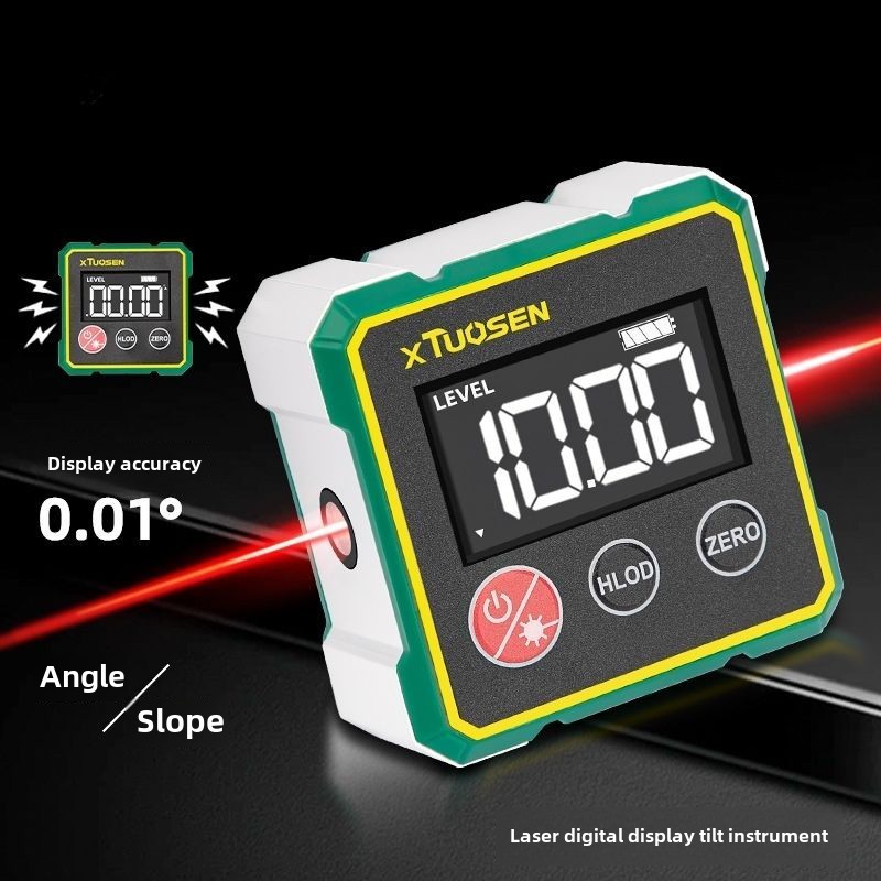 Digital Inclinometer Box Electronic Level Tool Laser Ruler Dual Axis ...