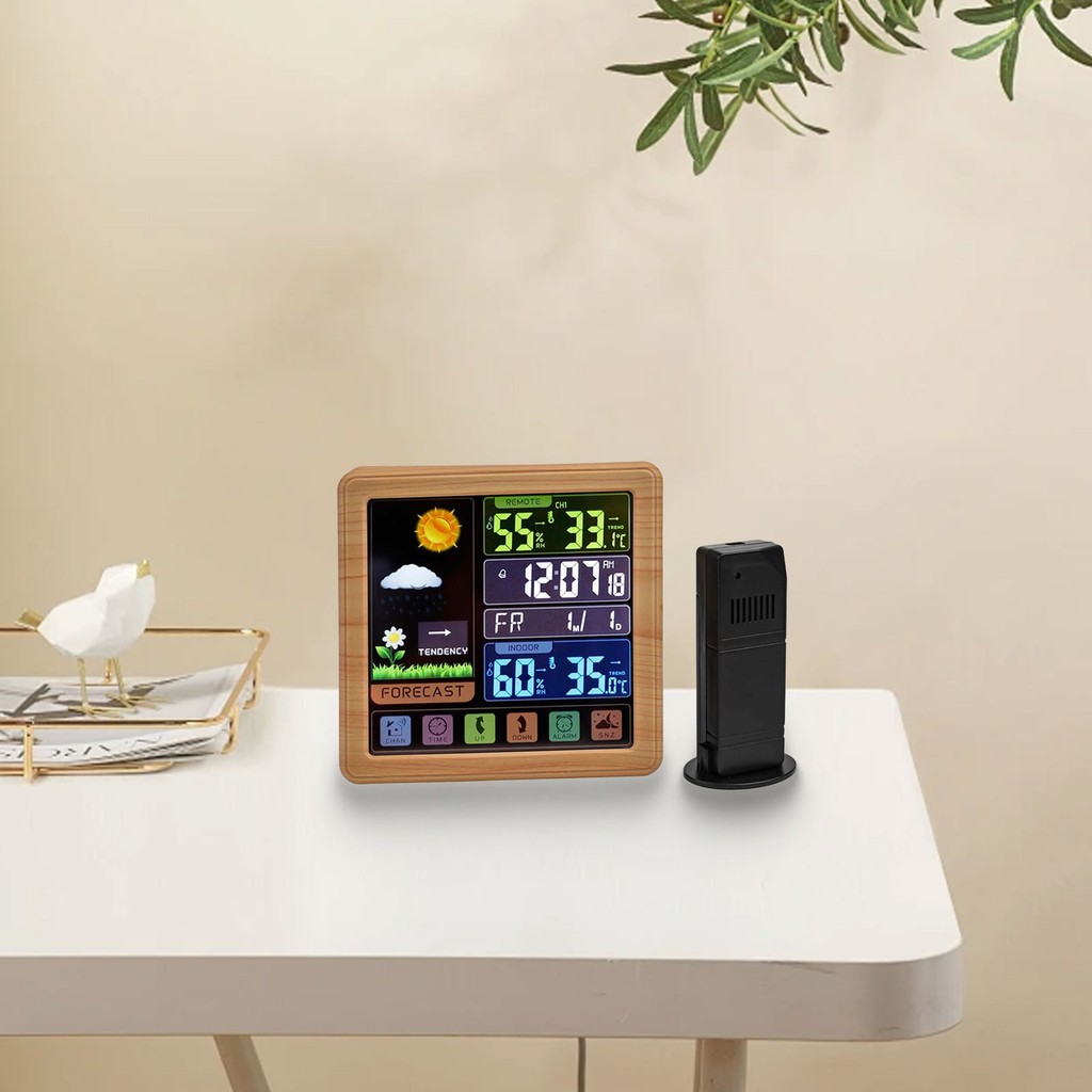 Touch screen weather clock indoor and outdoor temperature and humidity ...