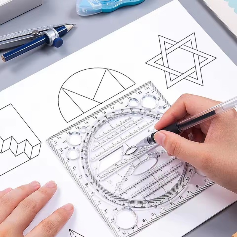 Multifunctional Geometric Ruler - Mathematics Measuring Circle Drawing ...