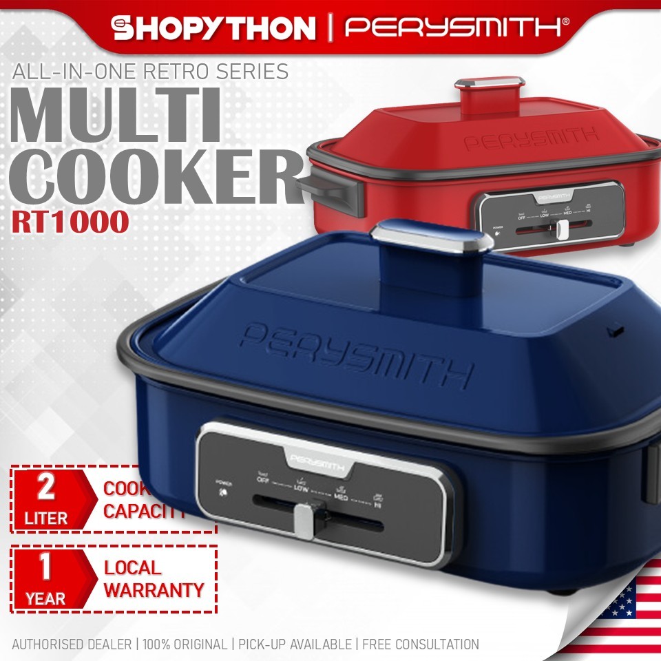 PERYSMITH Multi Cooker RT1000 - Blue (2L/1400w) All-In-One Retro Series ...