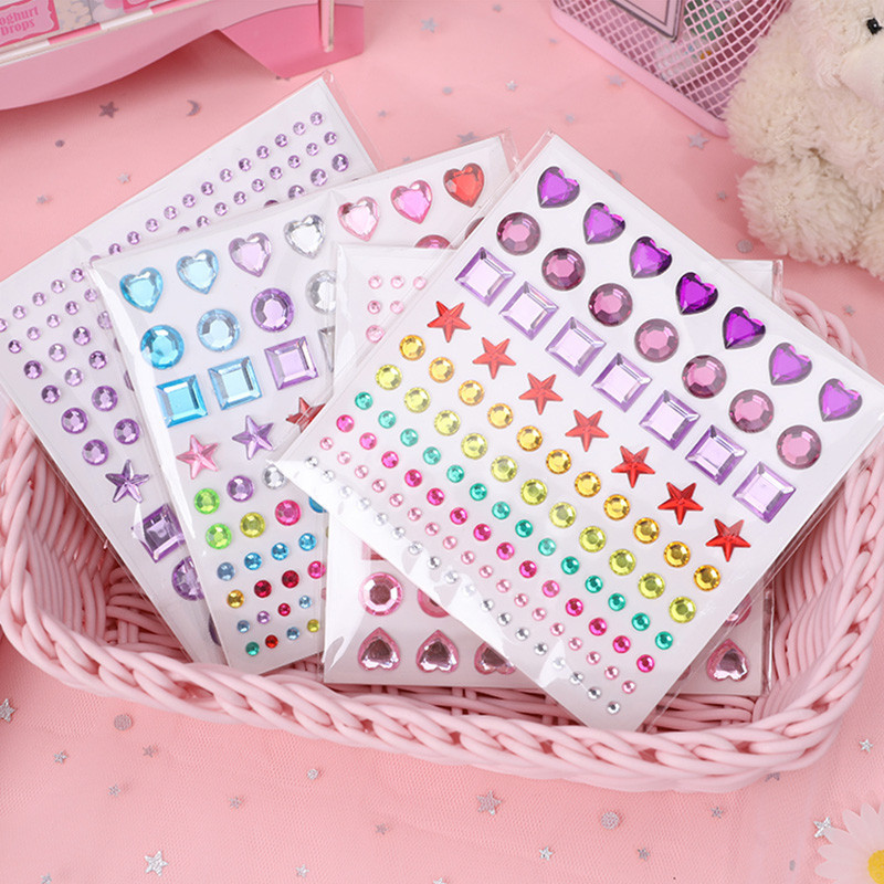 5 Sheets Colorful Acrylic Rhinestone Stickers Scrapbook Deco DIY ...