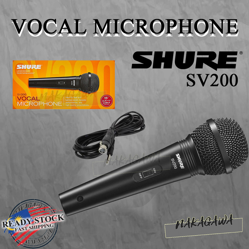 SHURE SV200 DYNAMIC VOCAL MICROPHONE WITH XLR TO QTR CABLE, 6.3 MM ( SV ...