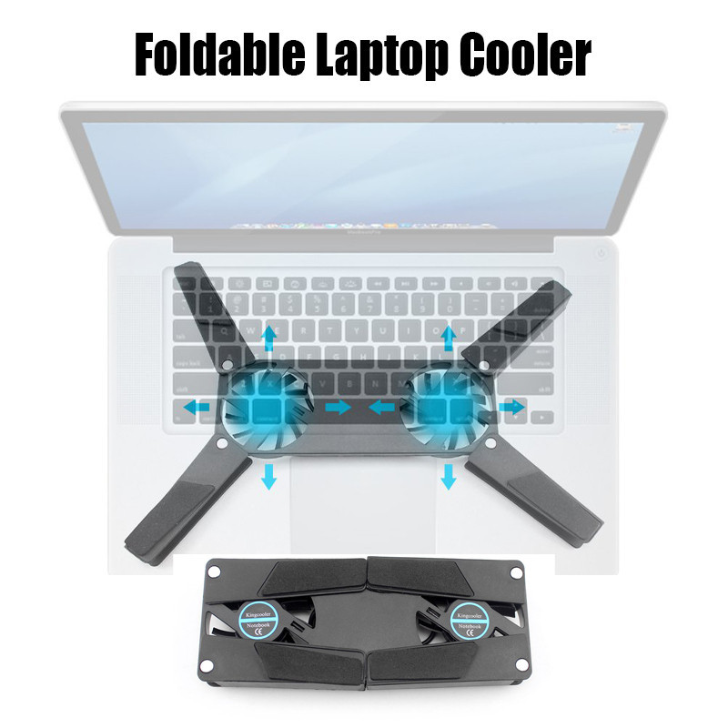 Laptop Cooler Heat Sink With 2 Fans USB Powered Portable Foldable ...