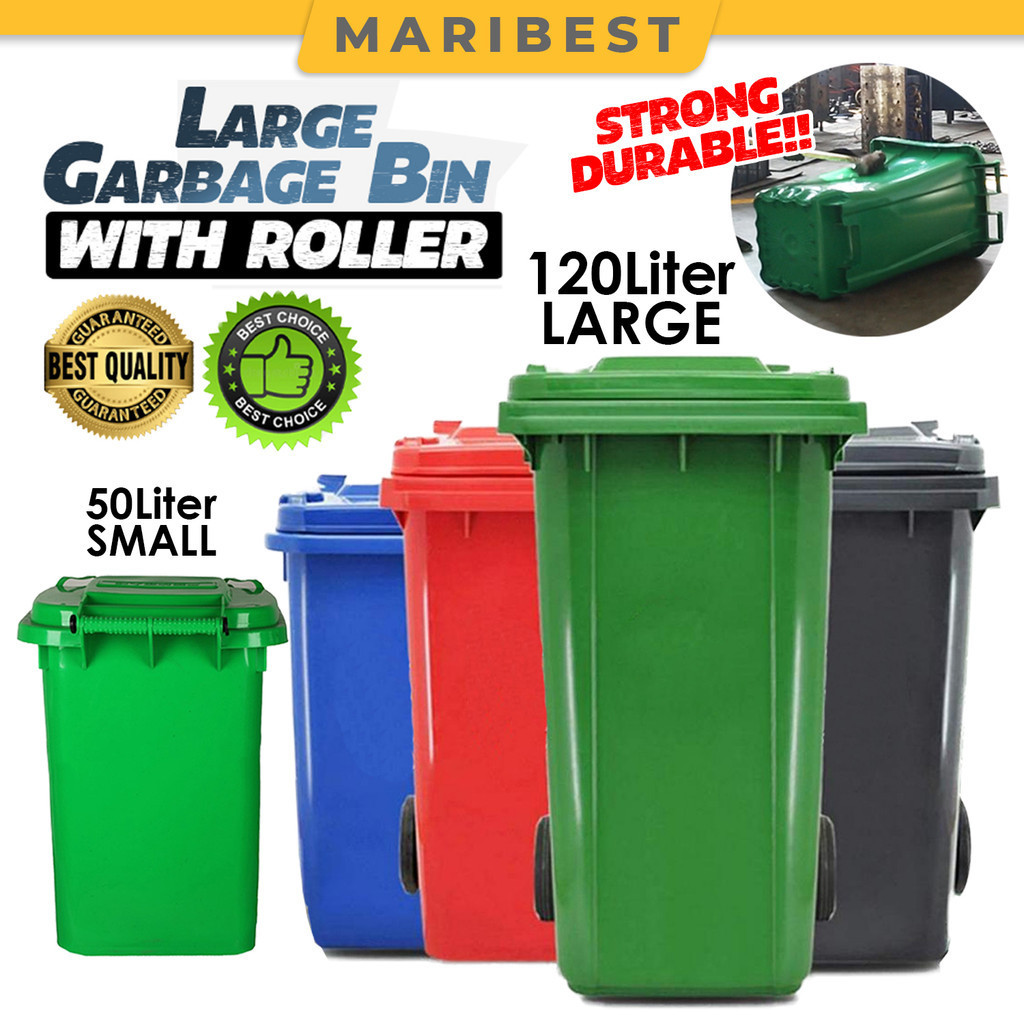 120 Liters Heavy Duty Dustbin Outdoor Trash Can Garbage Bin Recycle ...