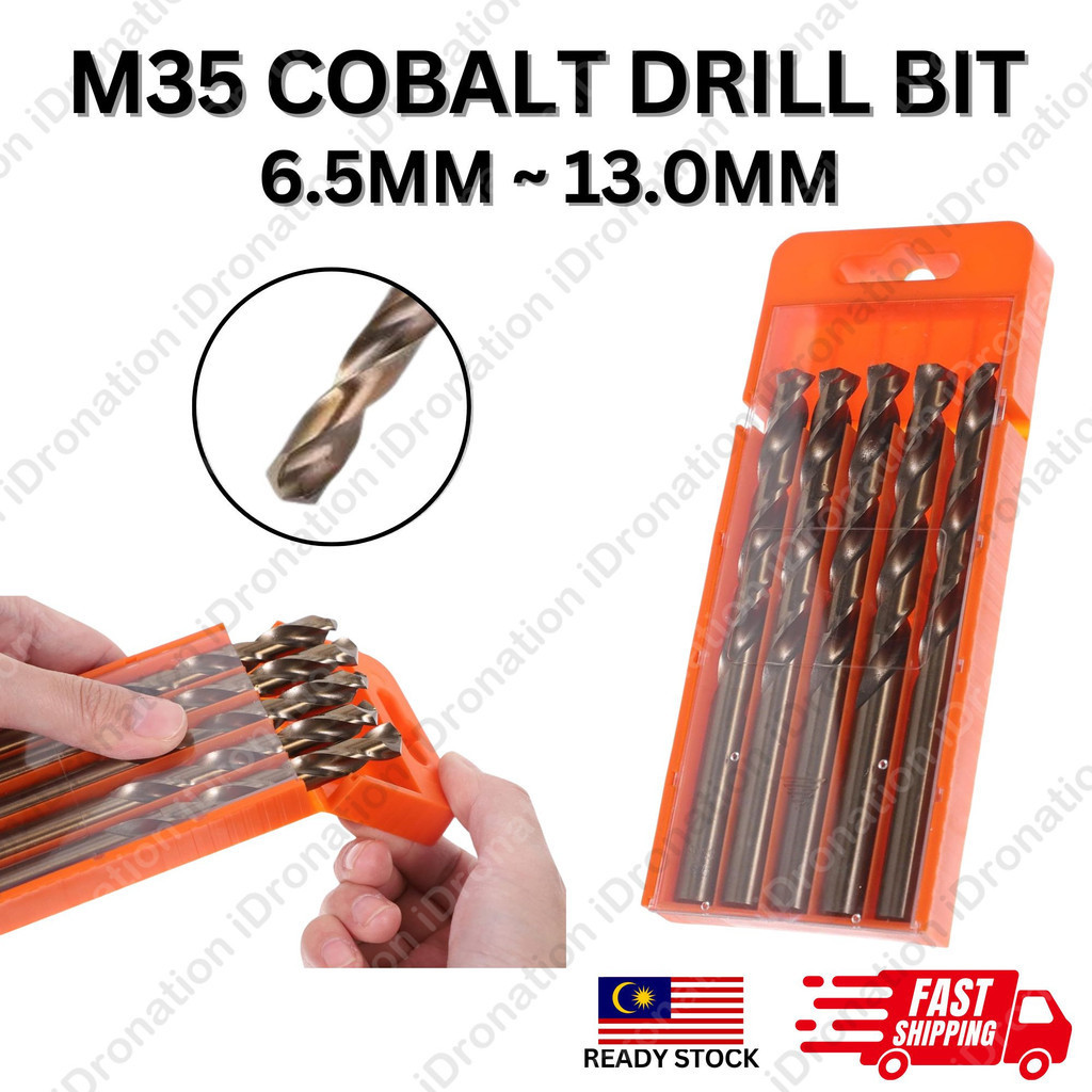HSS M35 Drill Bit【6.5MM ~ 13MM】DIN338 Cobalt Coated Twist Bits ...
