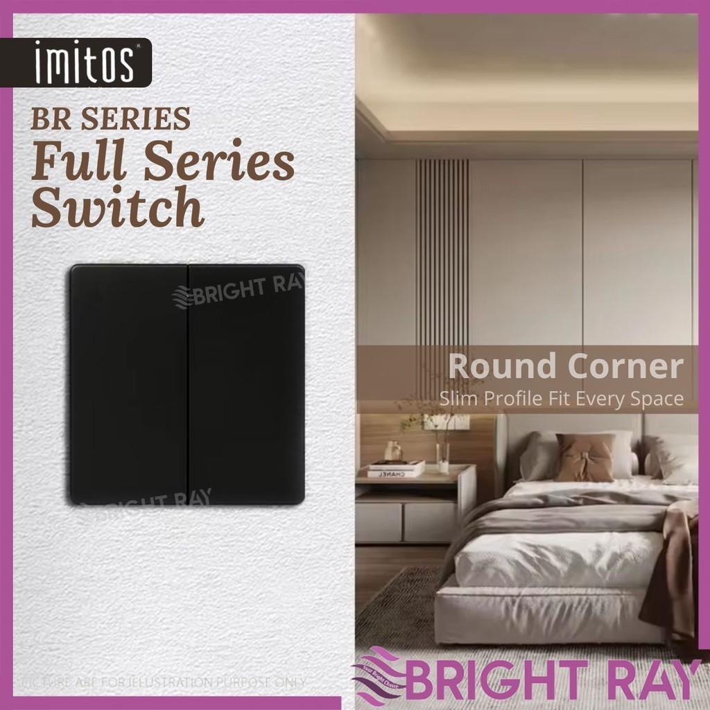 SIRIM IMITOS BR SERIES Full Black Series Switch Socket Switches Dimmer ...