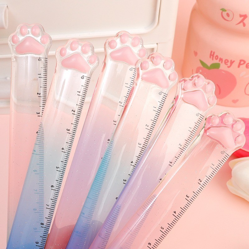 15cm Gradient Color Cute Cat Claw Measuring Ruler - Children Drawing ...