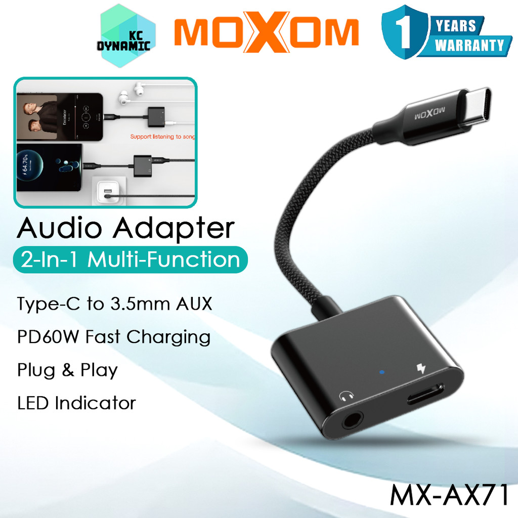 Moxom MX-AX71 Audio Adapter Converter OTG Adapter Type-C to 3.5mm AUX ...