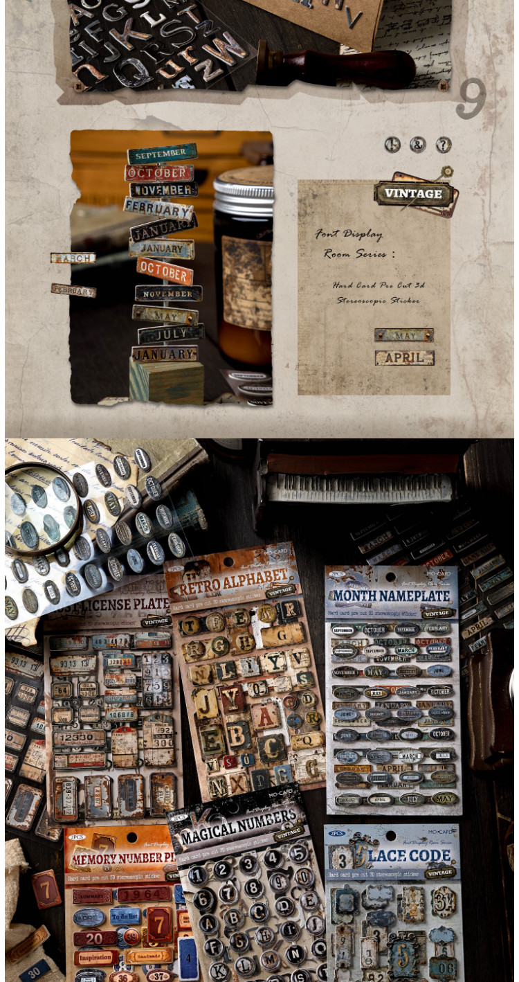 ENWEI 6 Pcs [Grapheme Showroom series] Vintage Mottled Rust Stickers ...