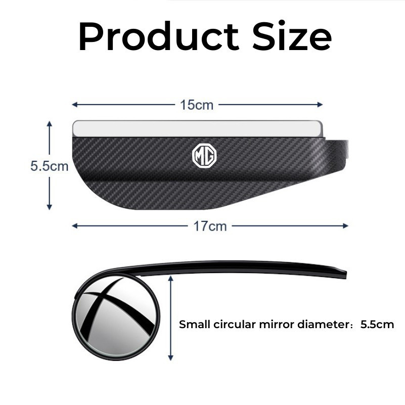 2 in 1 MG Carbon Fiber Car Rearview Mirror Rain Eyebrow Reversing Small ...
