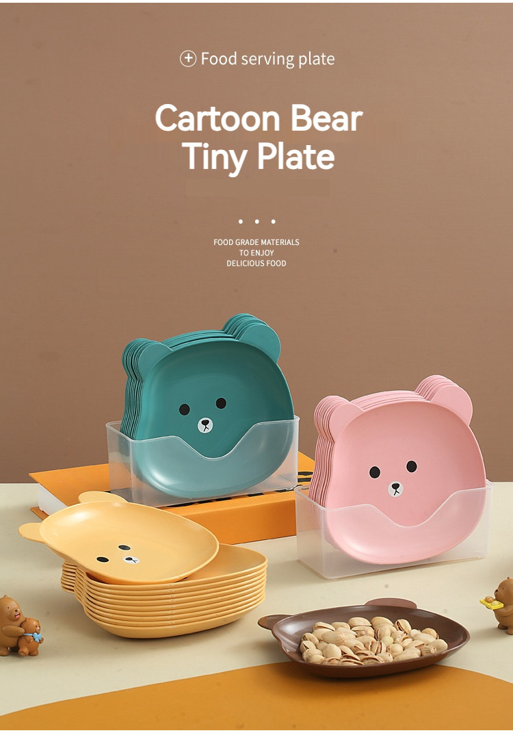 Bear Shaped Plates Dried Fruit Cake Dessert Snacks Reusable Mini Cute ...