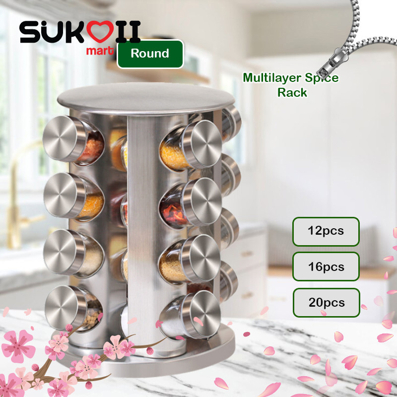 SKOI Multilayer Spice Rack Rotatable 360 Degree Spice Jar Spices ...