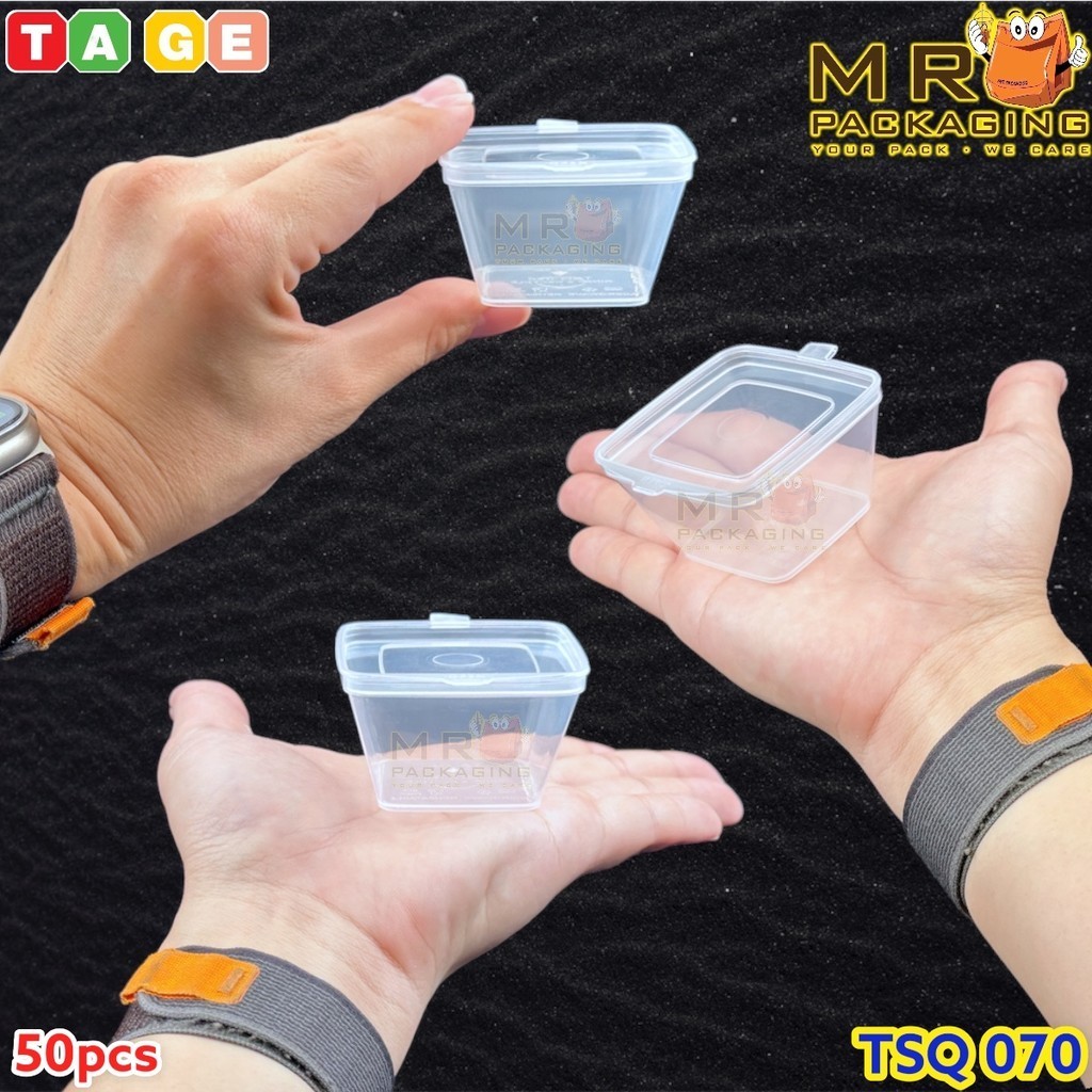TSQ070 70ml 3oz Square Sauce Container Hinged Lid ( 50pcs± ) 70 ml - Disposable Deli - Bekas ...