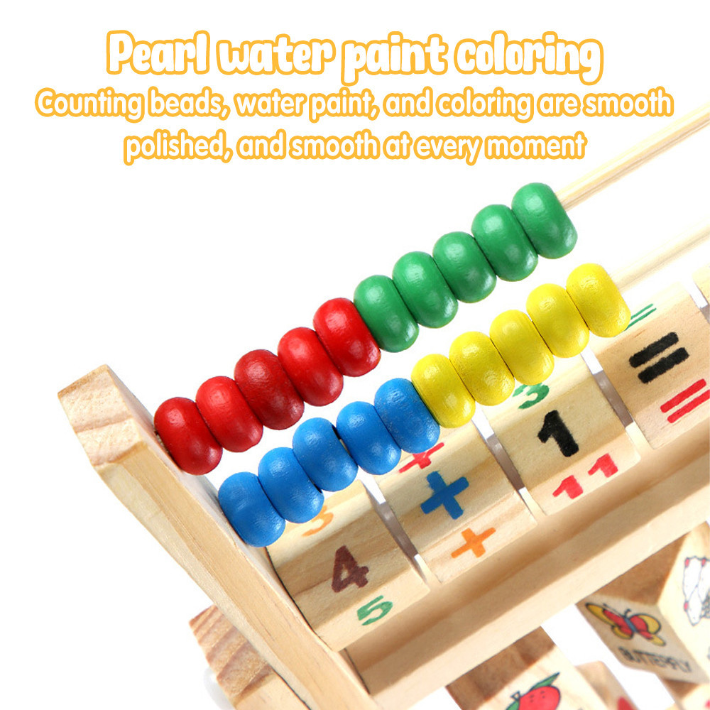 BEVAVAR Multi Purpose Abacus Kids Row Wooden Beads Abacus with Number and Alphabet Wooden Frame ...