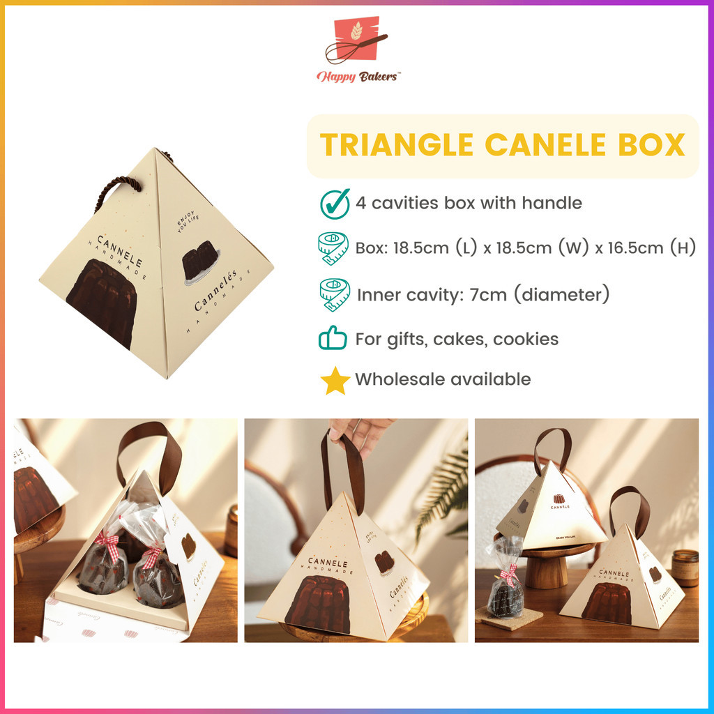 Triangle Canele Gift Box With Handle 4 Cavities 7cm Caneles | Shopee ...