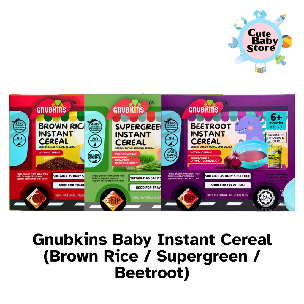 Gnubkins Baby Instant Cereal 150g (Brown Rice / Supergreens / Beetroot ...