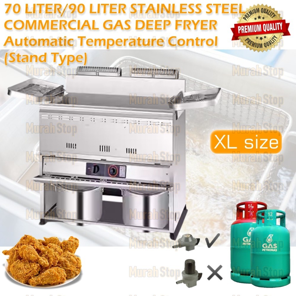 70L 90L XL Commercial Gas Deep Fryer Machine Automatic Temperature Mesin Goreng Ayam Gunting ...