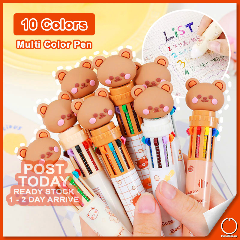 𝐄𝐀𝐒𝐘 𝐒𝐖𝐈𝐓𝐂𝐇 10 Colors Ball Pen Multi Colour Pens Kids Children ...