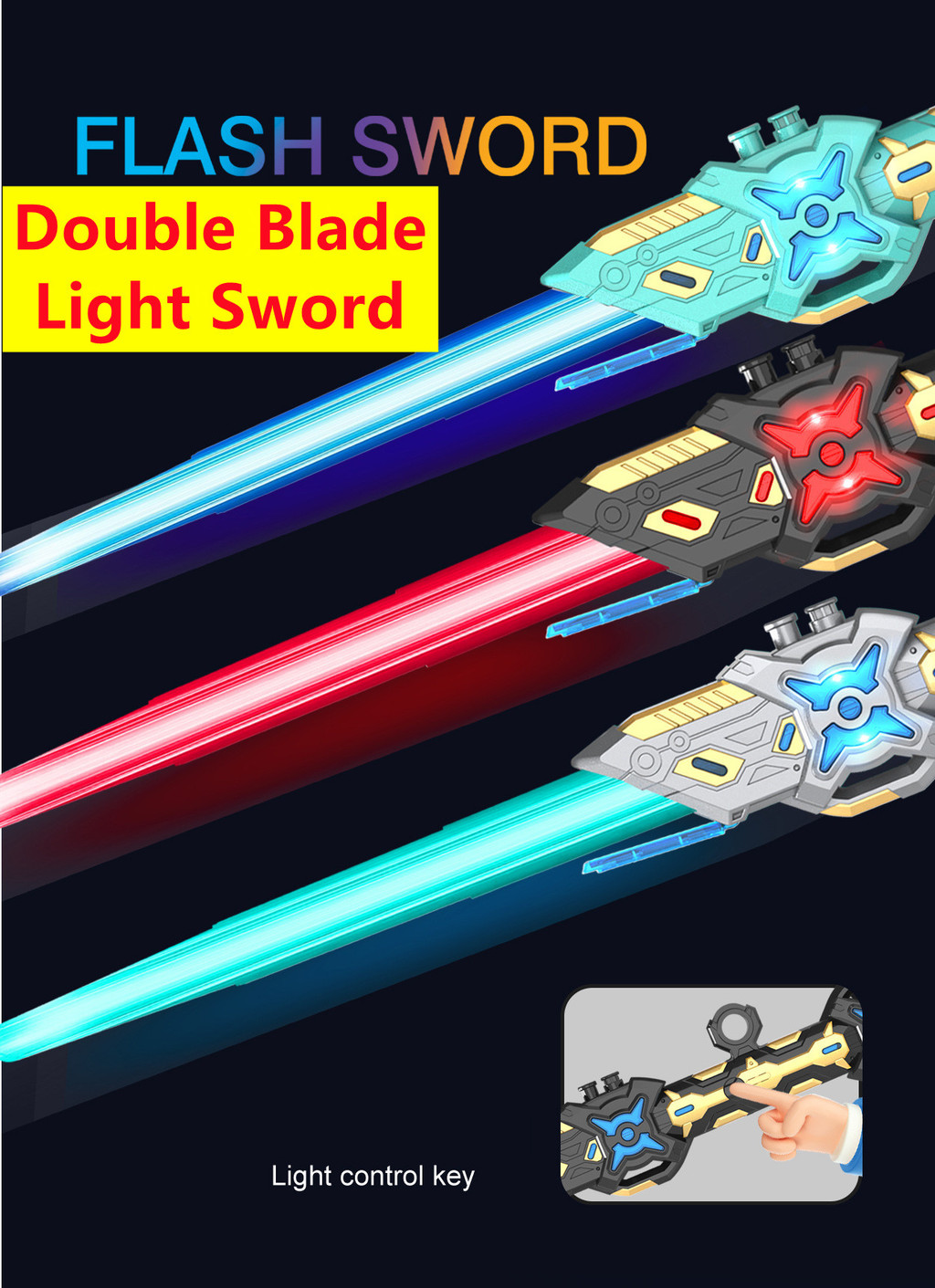(USB Charge) Kids Double Blade Light Sword Extendable Shining Colour ...